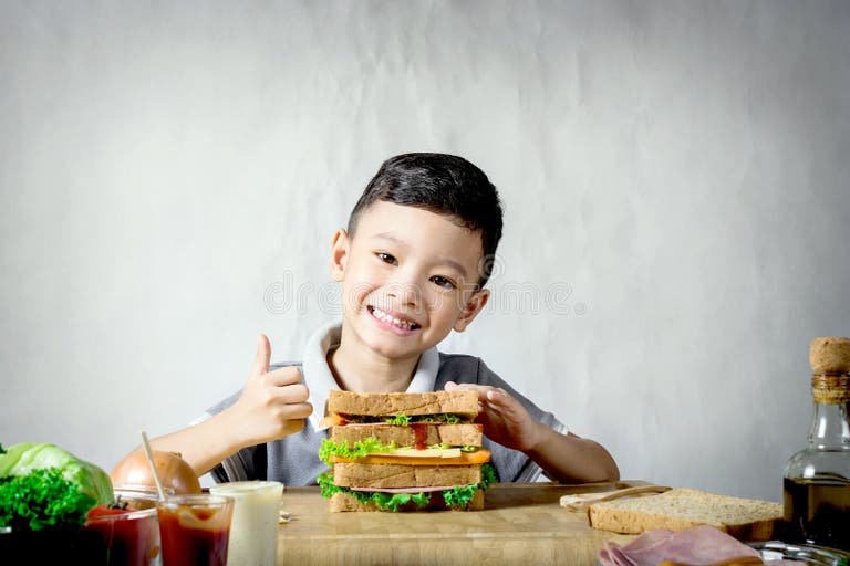 Little Boy Making a Sandwich Stock Photo - Image of food, kitchen: 64426978