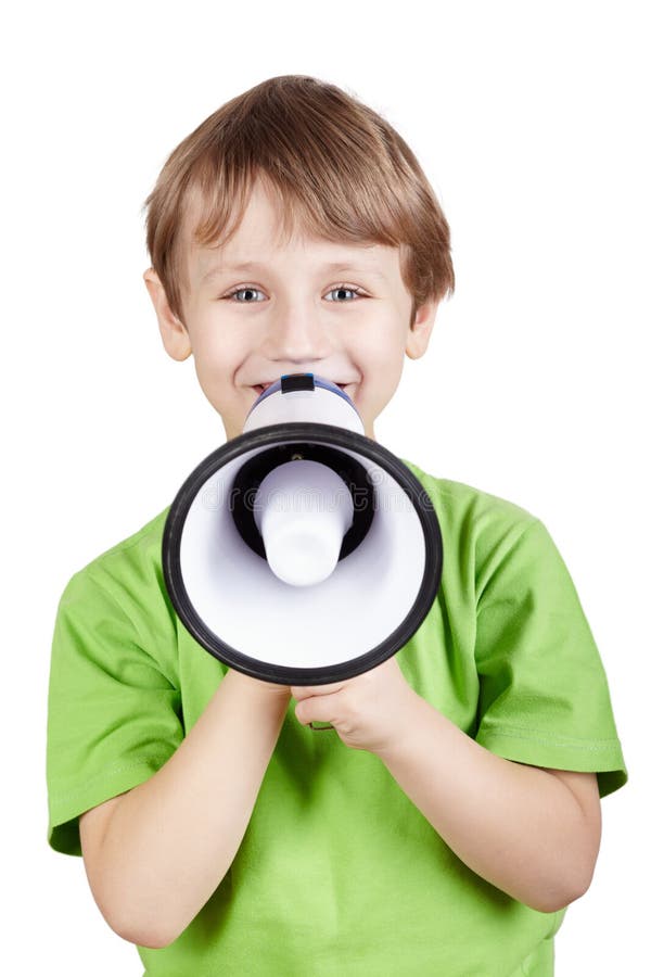 Little boy with megaphone stock photo. Image of power - 20698362