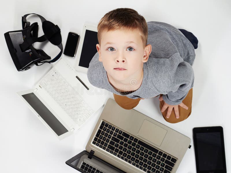 Little Boy and New Technology Stock Image - Image of kids, model: 79832569