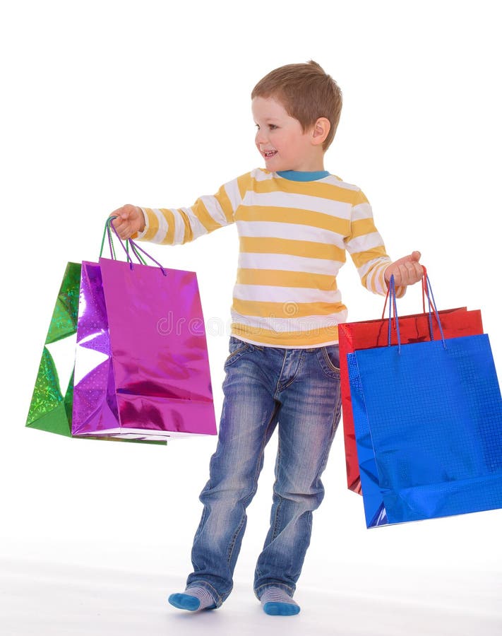 Little boy with packages. stock photo. Image of girl - 40597816