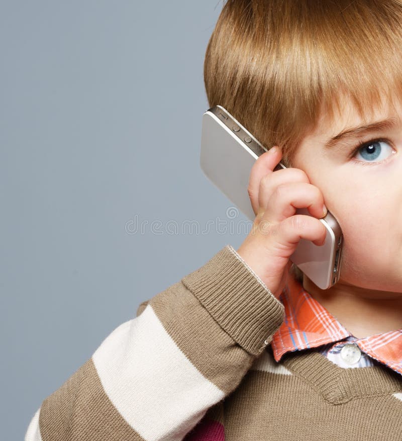 Little Boy in Business Suit with Cell Phone. Handsome Child Stock Image ...