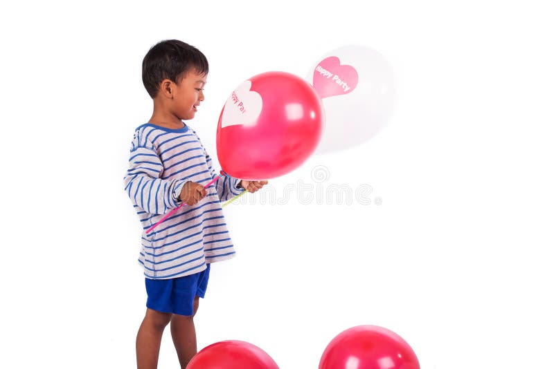 Little boy play balloon stock image. Image of background - 65175593