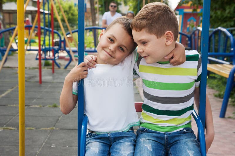 Little Boy on the Playground Stock Image - Image of playground ...