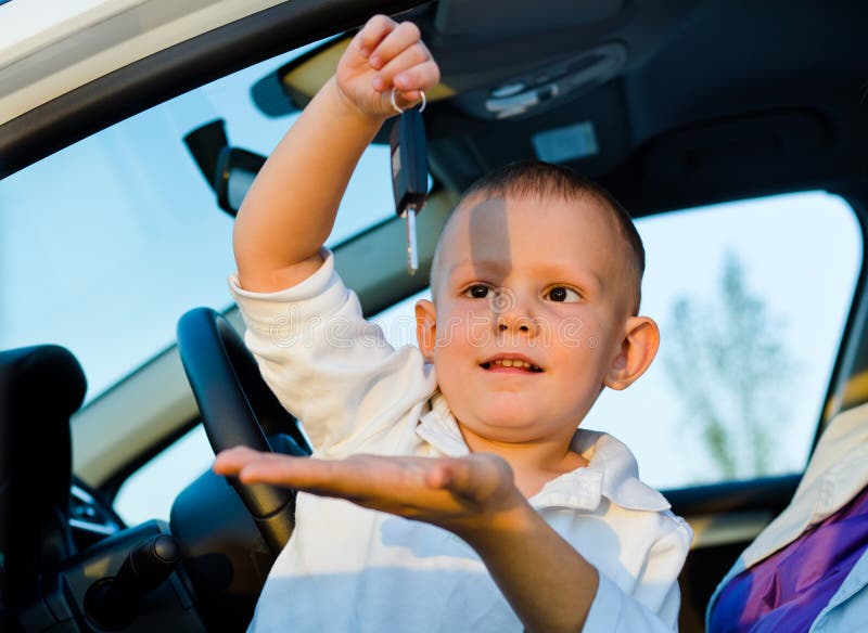 Little Boy Playiing with Car Keys Stock Image - Image of impish ...