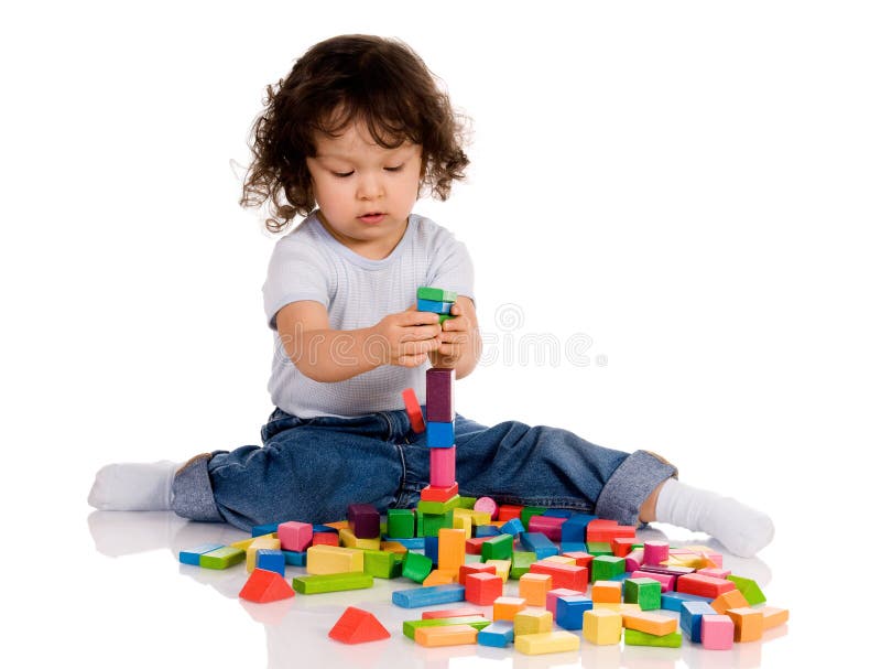 Baby with blocks stock image. Image of child, baby, black - 3471447