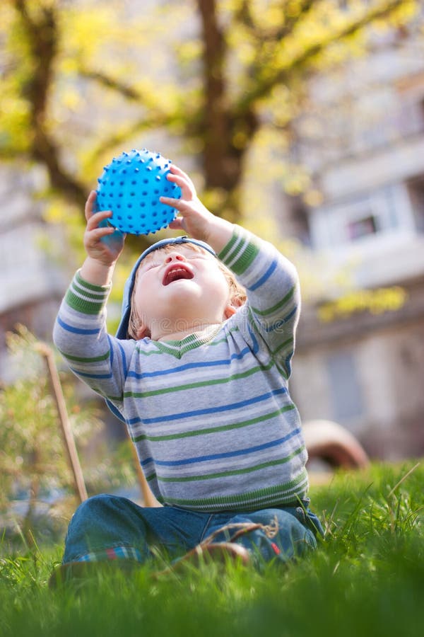 Little Boy Playing with Ball Stock Photo - Image of learning, colors ...