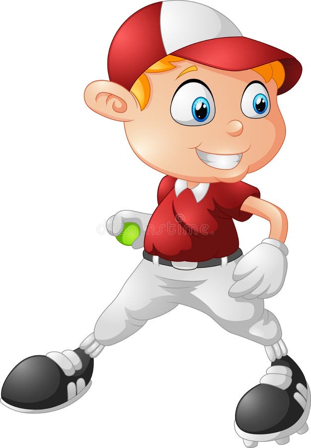 Little Boy Playing Baseball Cartoon Stock Illustration - Illustration ...
