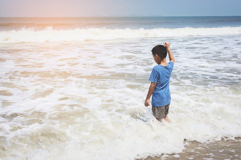 Little Boy Playing on the Beach Stock Image - Image of baby, ocean ...