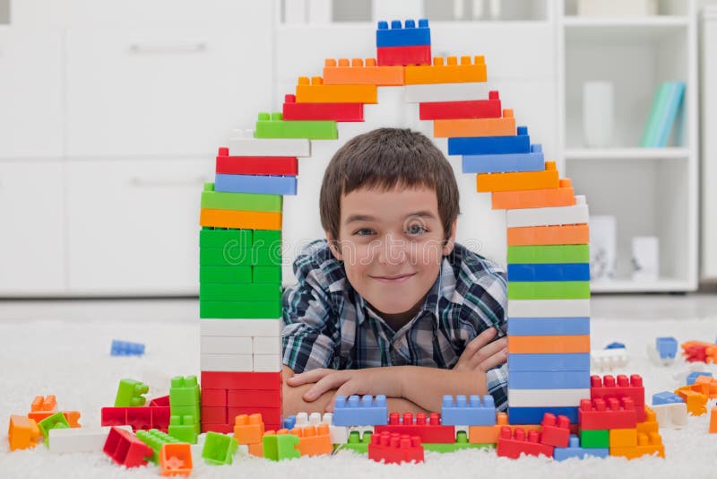 Little Boy Playing with Blocks Stock Image - Image of childhood, blocks ...