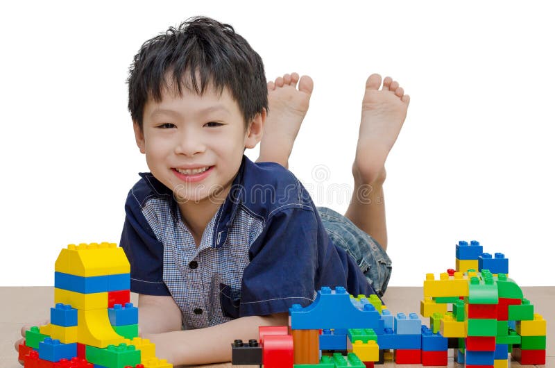 Little boy playing blocks stock photo. Image of girl - 54118820