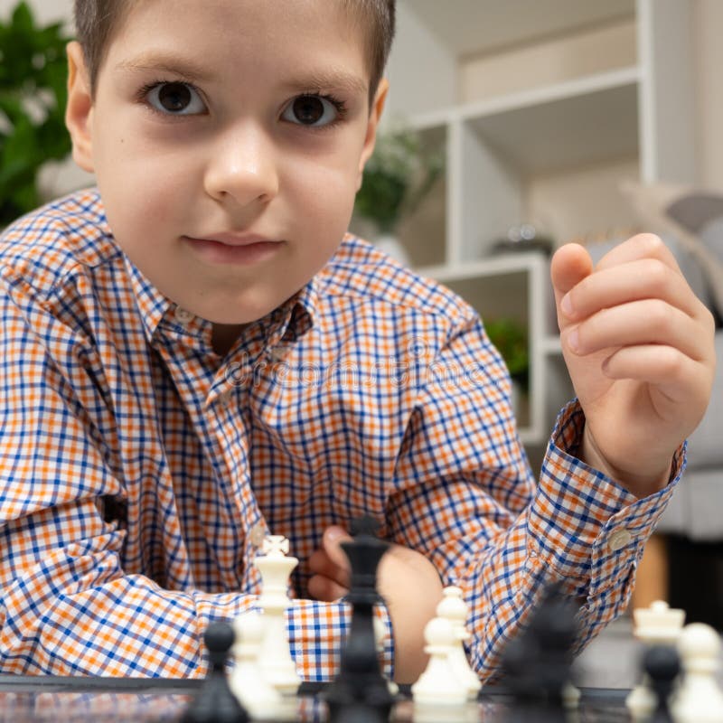 Little Boy Playing Chess. Board Games for Children Stock Photo - Image ...