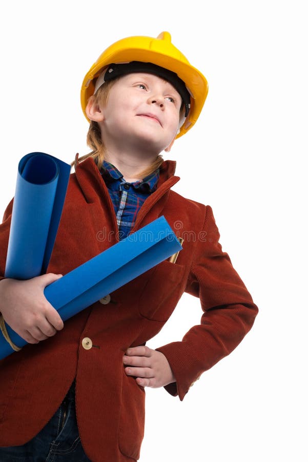 Little Boy Playing Engineer Role Stock Photo - Image of childhood ...