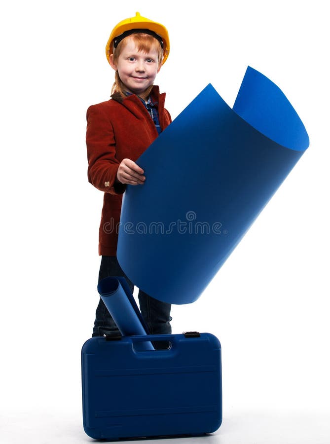 Little Boy Playing Engineer Role Stock Image - Image of build, building ...