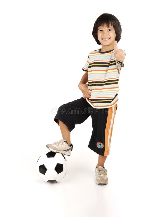Little Boy Playing Football Isolated Stock Image - Image of little ...