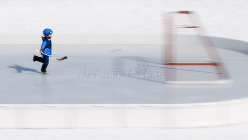 Little Boy Playing Ice Hockey at Arena 3d Render Stock Illustration ...