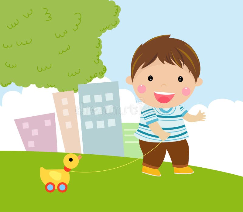 Little boy playing stock vector. Illustration of duck - 43234555