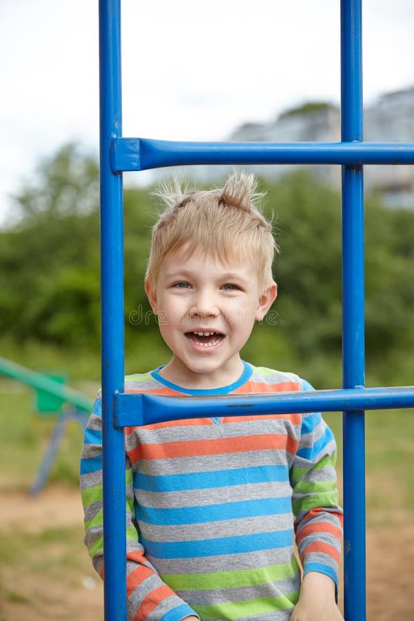 Little Boy Playing on a Playground Stock Image - Image of recreation ...