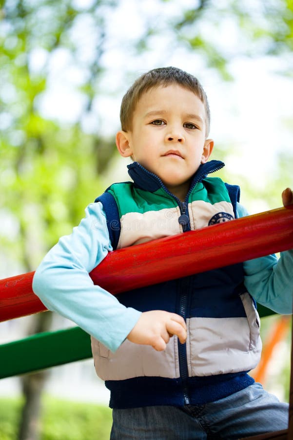 Little Boy is Playing on Playground Stock Image - Image of people ...