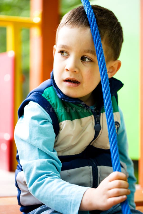 Little Boy is Playing on Playground Stock Photo - Image of leisure ...