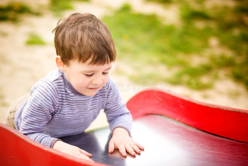 Little Boy is Playing on Playground Stock Photo - Image of active, life ...