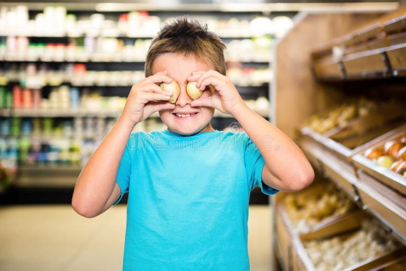 Little Boy Playing with Products Stock Image - Image of drink, leisure ...
