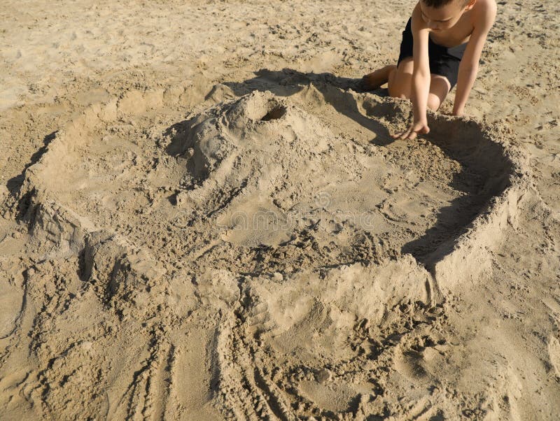 Little Boy Playing with Sand on Day Stock Photo - Image of adorable ...