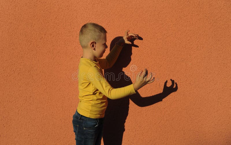Little Boy Playing Shadow Theater Stock Image - Image of caucasian ...
