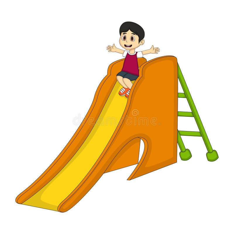 Little Boy Playing on a Slide Cartoon Stock Vector - Illustration of ... Little Boy Playing on a Slide Cartoon Stock Vector - Illustration of ...
