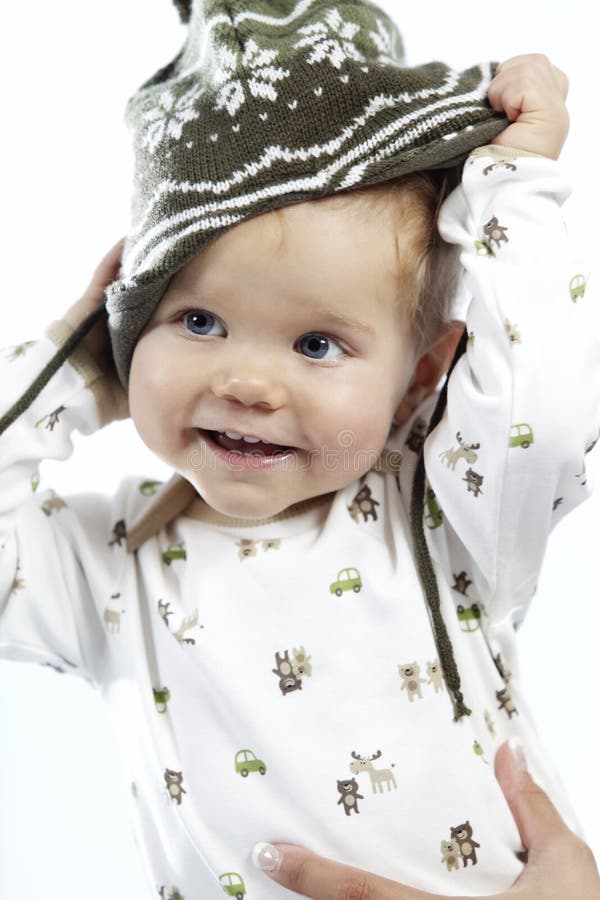 Playing with winter cap stock photo. Image of baby, parentship - 29787500