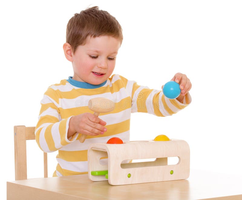 Little Boy Playing at the Table Stock Image - Image of table ...