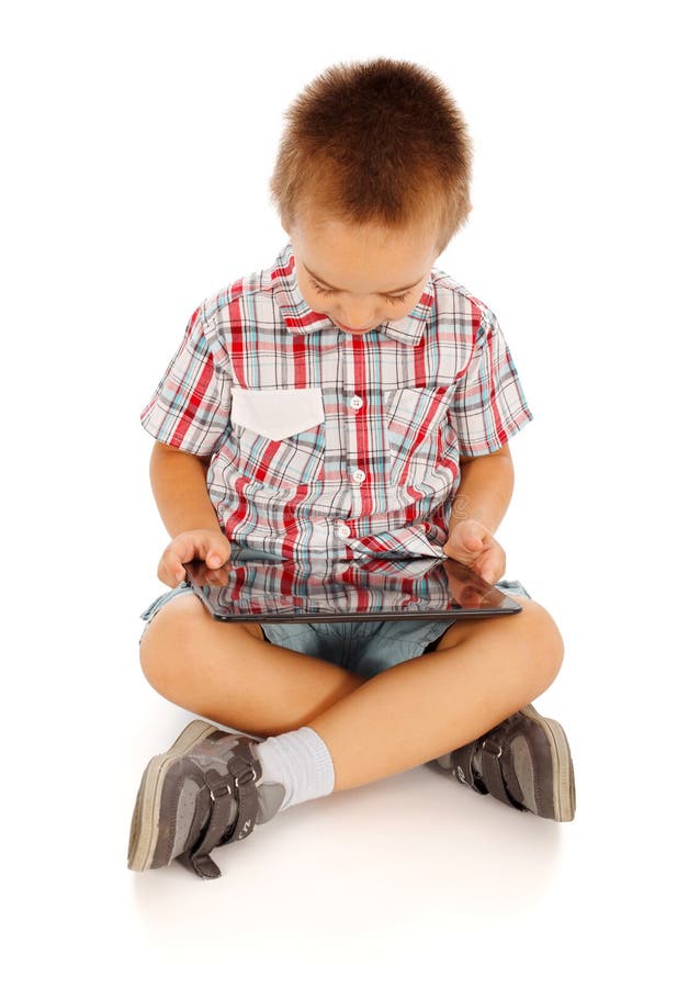 Little Boy Playing on Tablet Pc Stock Photo - Image of tablet, network ...