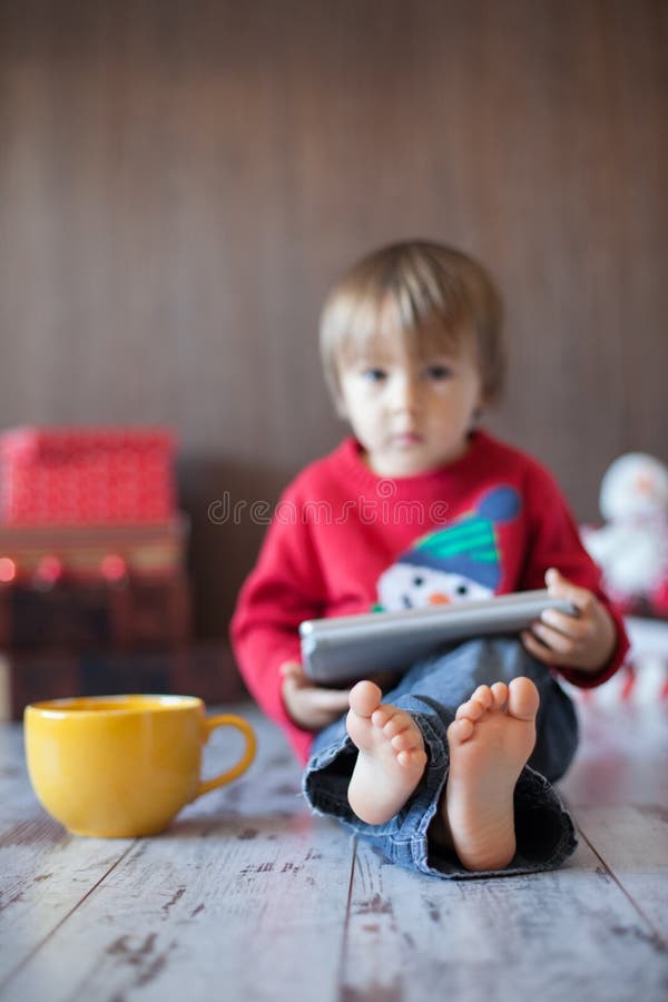Little Boy, Playing on Tablet Stock Photo - Image of enjoyment, people ...