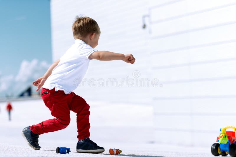 Little Boy Playing with Toy Car Running Stock Photo - Image of racing ...