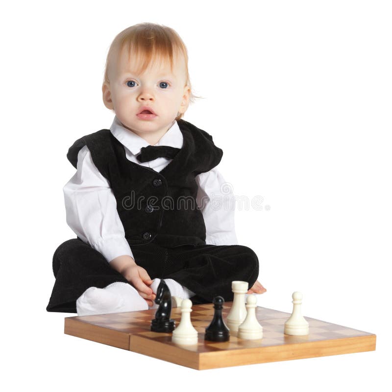 Cute baby playing chess stock photo. Image of parenting - 8344224