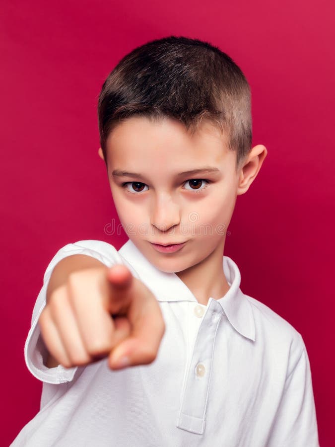 Little Boy Pointing at Camera with His Finger Stock Photo - Image of ...