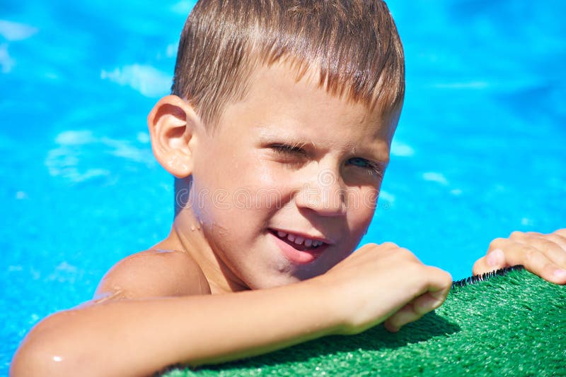 Little boy in pool stock image. Image of blue, relax - 75749059