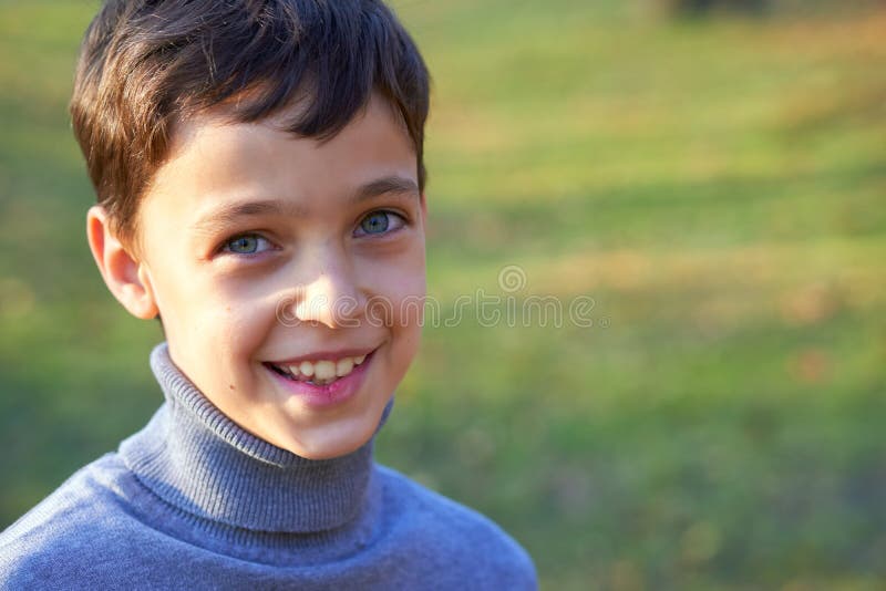 Little Boy Portrait with Big Smile Outside Stock Photo - Image of happy ...