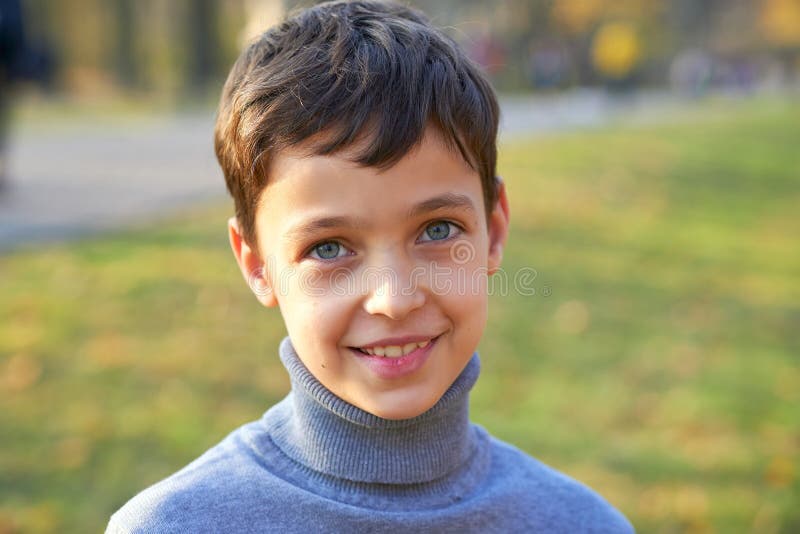 Little Boy Portrait with Big Smile Outside Stock Image - Image of ...