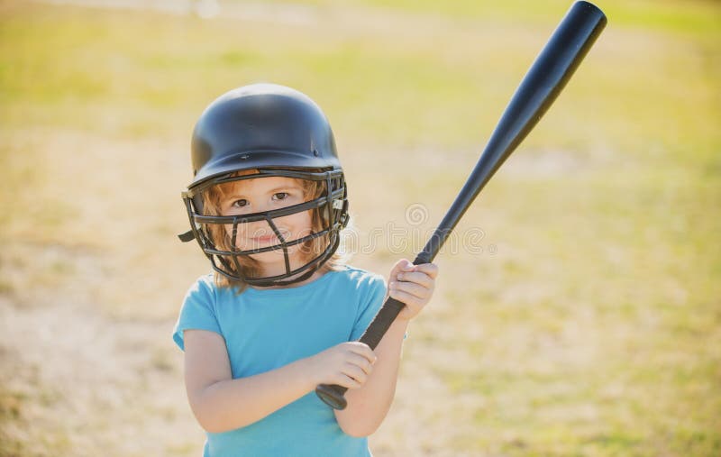 Little Boy Posing with a Baseball Bat. Portrait of Kid Playing Baseball ...