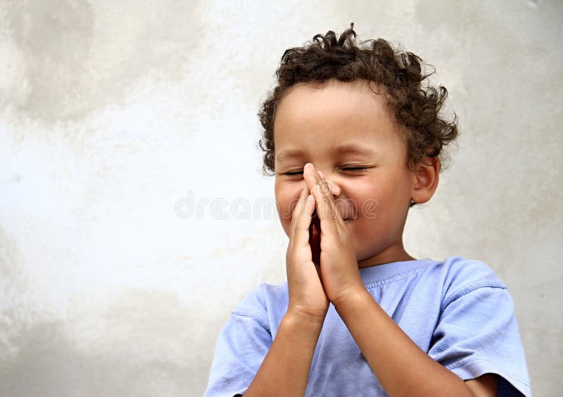 Little boy praying stock image. Image of kids, expression - 125954931