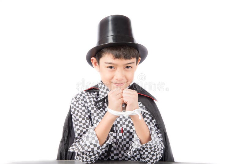 Little Boy Pretend As a Magician Performance with Fun Stock Photo ...