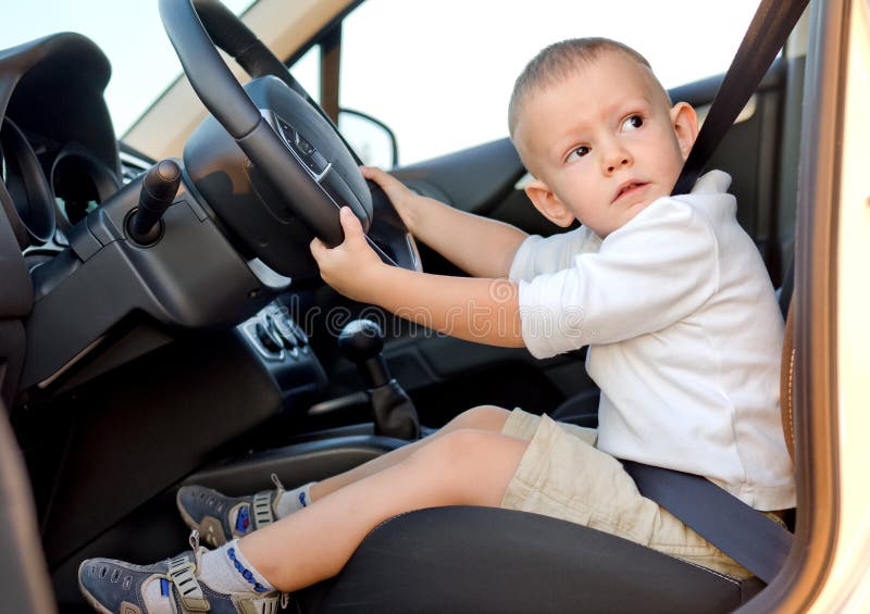 Little Boy Pretending To Drive Stock Photo - Image of little, enjoyment ...