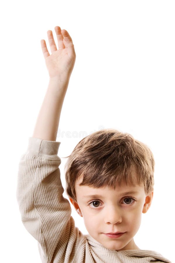 Little boy raising hand stock image. Image of intelligent - 22448197