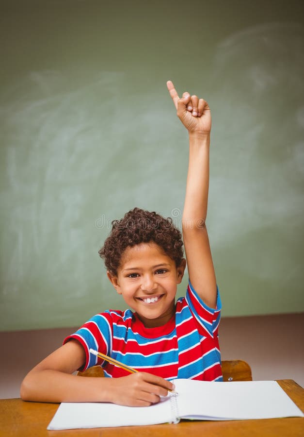 Boy Raising Hand In Class