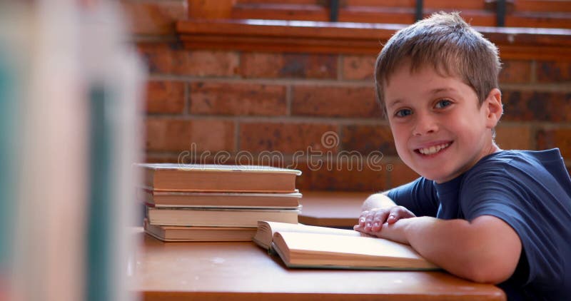 Little Boy Reading Book in Classroom Stock Video - Video of reading ...