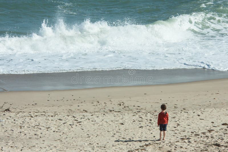 Little Boy in Red on Beach in Cape Cod, Massachusetts Editorial Photo ...