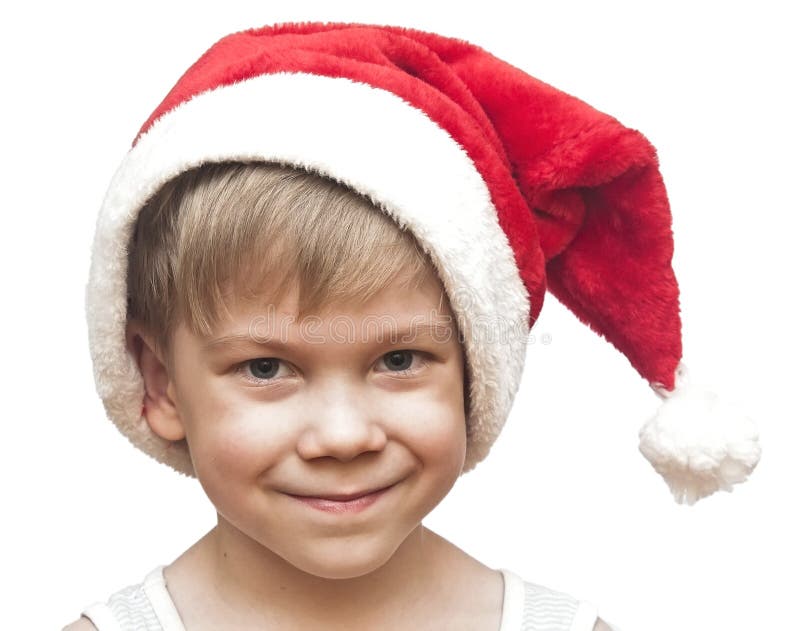 Little Boy in Red Santa Hat Stock Image - Image of claus, noel: 35999407