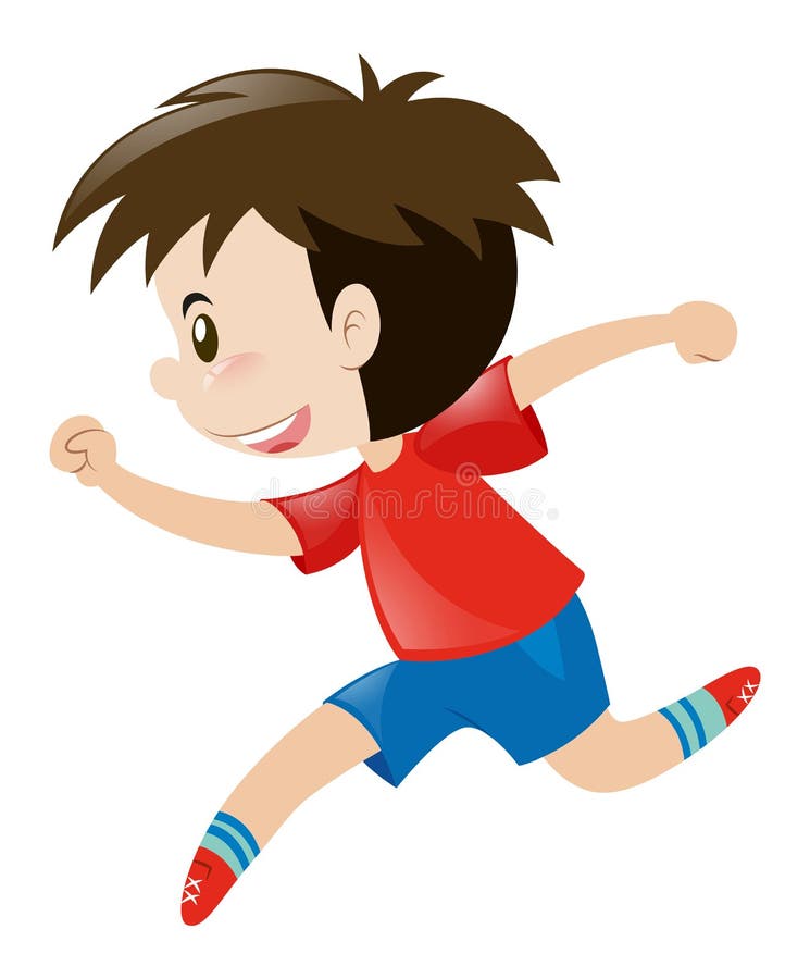 Little Boy in Red Shirt Running Alone Stock Vector - Illustration of ...