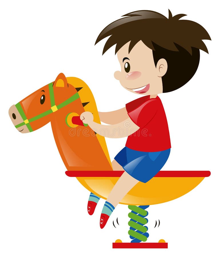 Little Boy On Rocking Horse Stock Vector - Illustration of cartoon ...