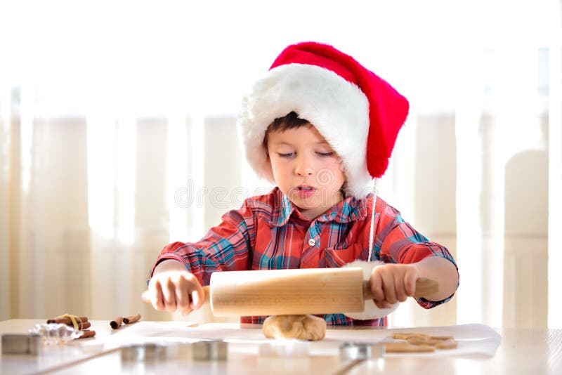 Little Boy with Rolling Pins Baking and Having Fun Stock Image - Image ...